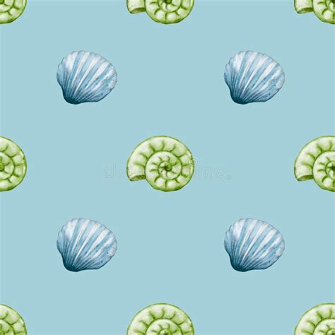 Vibrant Watercolor Shell Pattern For Textile And Packaging Design Stock Illustration
