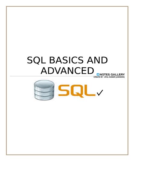 Sql Basics To Advance Pdf