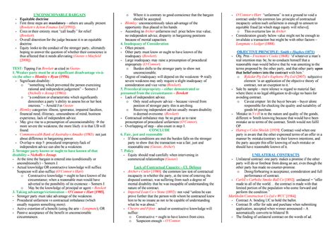 Laws211 Contract Test Cheat Sheet Unconscionable Bargain Equitable