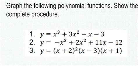 graph the following polynomial functions show the complete procedure 1