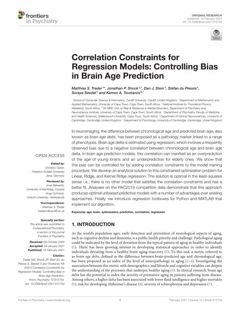 Pdf Correlation Constraints For Regression Models Controlling Bias
