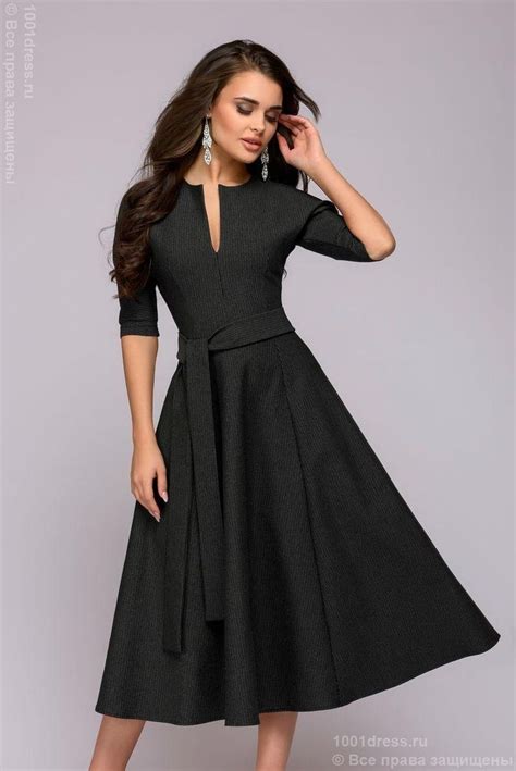 Платье черное в мелкую полоску 1001DRESS | Платье черное, Платья ...
