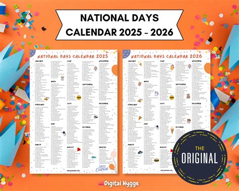 National Day Calendar 2026 Printable Calendar 2025