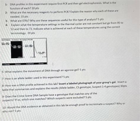 Solved 1- DNA profiles in this experiment require first PCR | Chegg.com