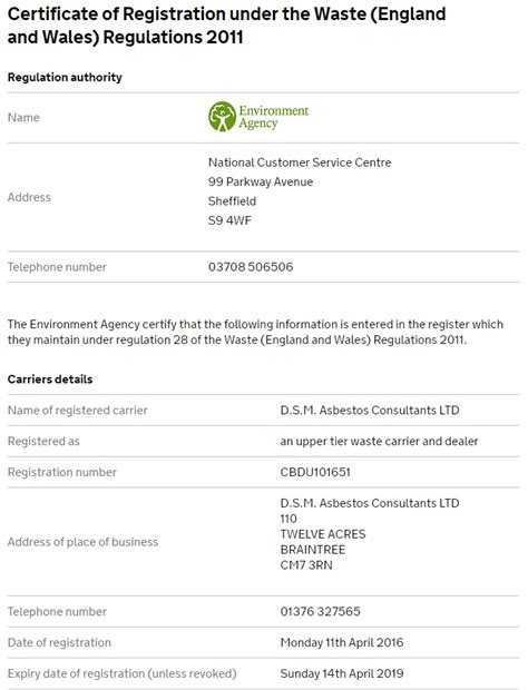 Asbestos Certification Dsm Asbestos Consultants
