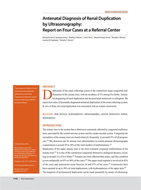 Pdf Antenatal Diagnosis Of Renal Duplication By Ultrasonography