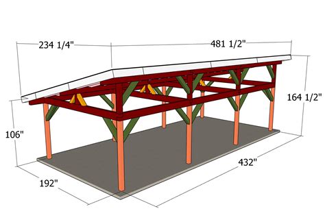 16x36 Lean To Pavilion Plans Diy Wooden Structure Pdf Download Etsy