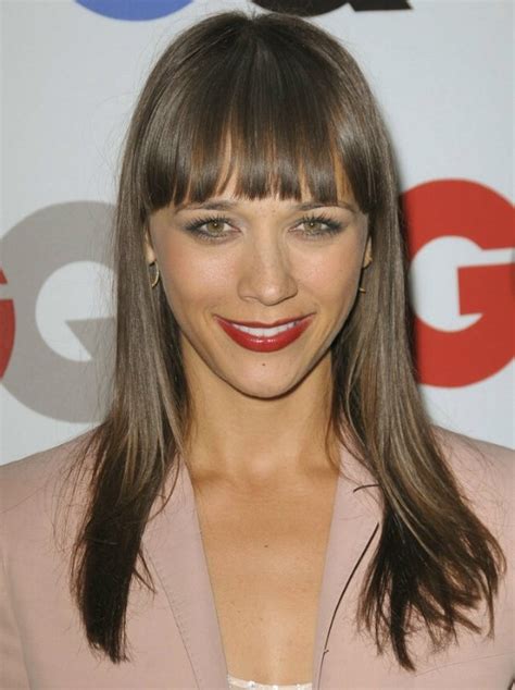 Rashida Jones Wearing Her Hair Long With Bangs That Brush The Top Of