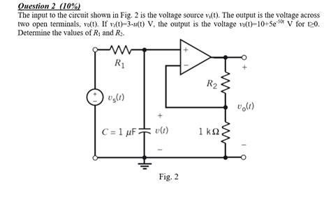 question 2 10 the input to the circuit shown in fig 2 is the voltage source vs t the