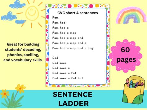 Sentence Ladder Reading Fluency Improvement Cvc Sentences Reading