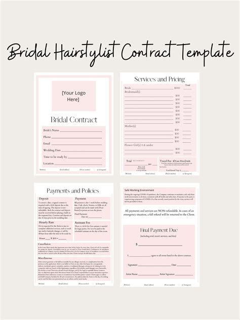 Editable Makeup Artist And Hair Contract For Wedding I Bridal Contract