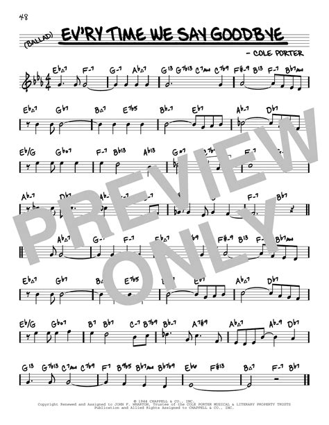Evry Time We Say Goodbye Arr David Hazeltine By Cole Porter Sheet