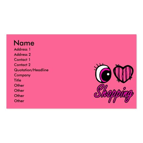 Emo Eye Heart I Love Shopping Business Card Templates