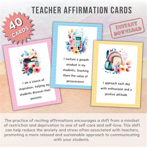 Teacher Affirmation Cards Printable Perfect T For Teacher 40