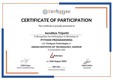 Python Iitkanpur Techgyan Growthmindset Aaradhya Tripathi
