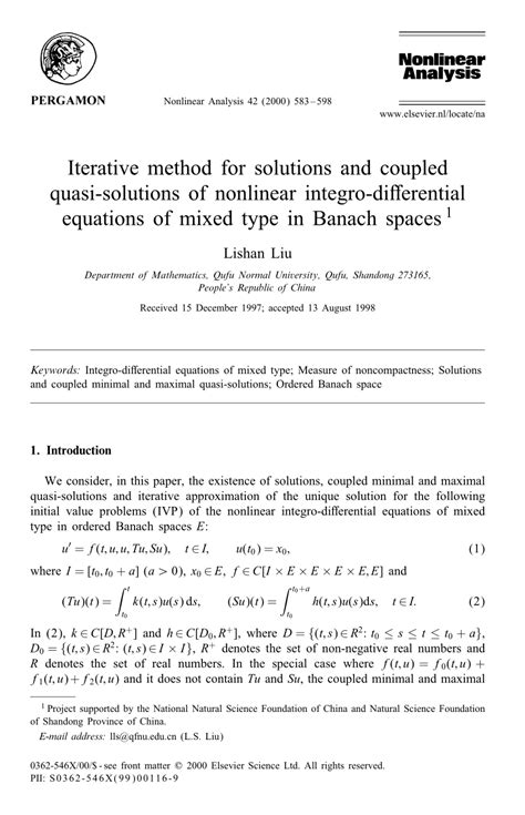 Pdf Iterative Method For Solution And Coupled Quasi Solutions Of
