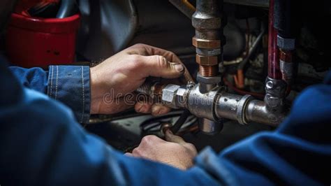 Male Plumber Fixing A Pipe Leak Ai Generated Image Stock Image Image