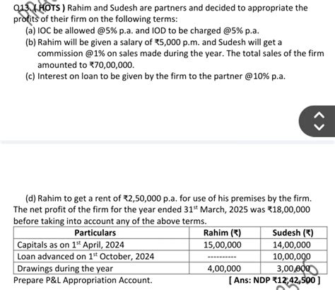 Q13 Hots Rahim And Sudesh Are Partners And Decided To Appropriate The