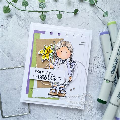 Flicka Med Pasklilja Happy Easter