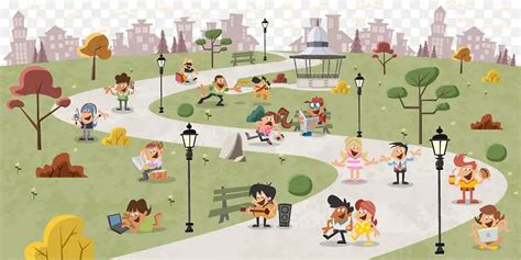 手绘卡通人物广场图案png图片素材下载图片编号qglzekwd 免抠素材网