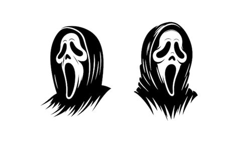 A Ghost Face Scream Silhouette Vector Design With A White Background