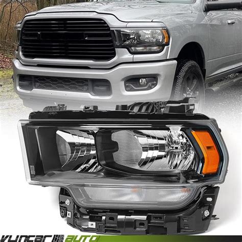 For 2019 2024 Ram 2500 3500 Black Halogen Headlight Headlamp Driver Lh
