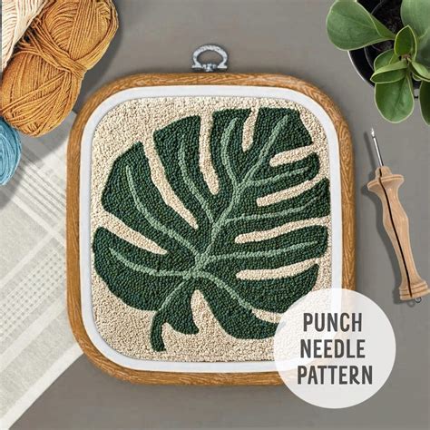 Monstera Plant Lady Punch Needle Pattern Punch Needle Pattern Pdf