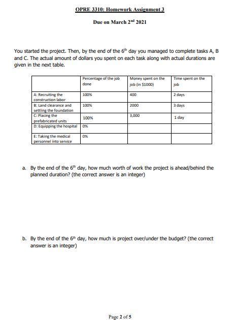 Solved Opre 3310 Homework Assignment 3 Due On March 2w 2021