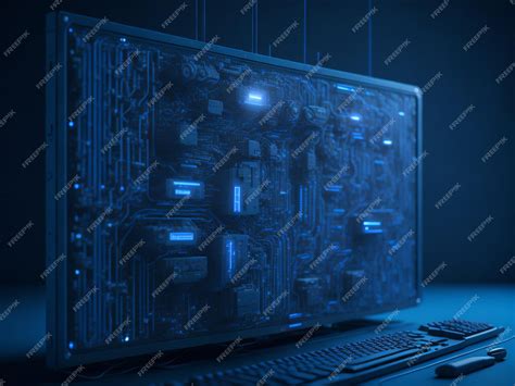 premium photo blue digital binary data on computer screen background