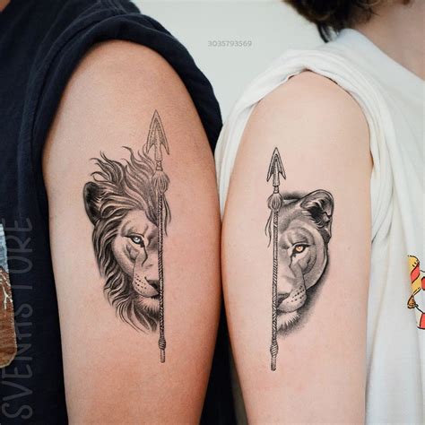 Lion And Lioness Tattoos For Couples