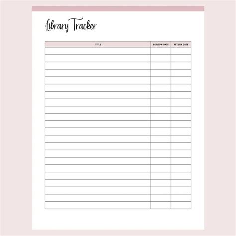 Printable Library Book Borrowing Tracker Instant Download Pdf In 2024 Library Books Book