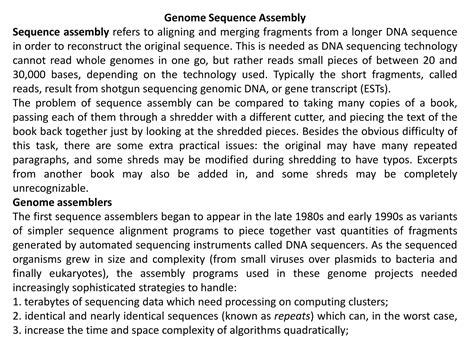 Sequence Assembly Pptx Genetics Science