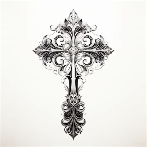 Baroque Cross Black And Grey Tattoo Design Small Tattoos For Guys Skull Tattoo Design Half