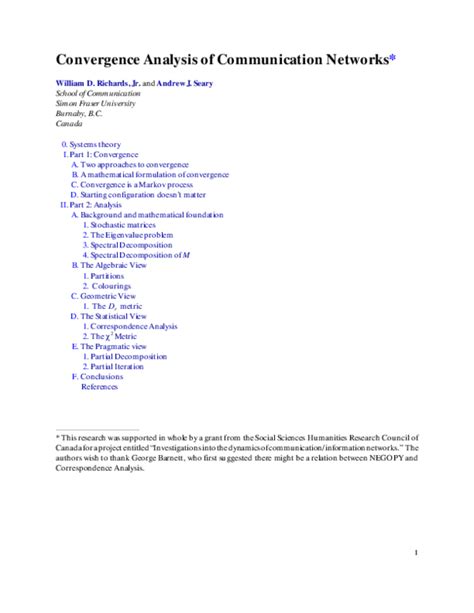Pdf Convergence Analysis Of Communication Networks