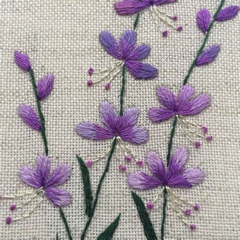 Embroidery Satin Flower Purple Flowers Embroidery Hoop Art Hand