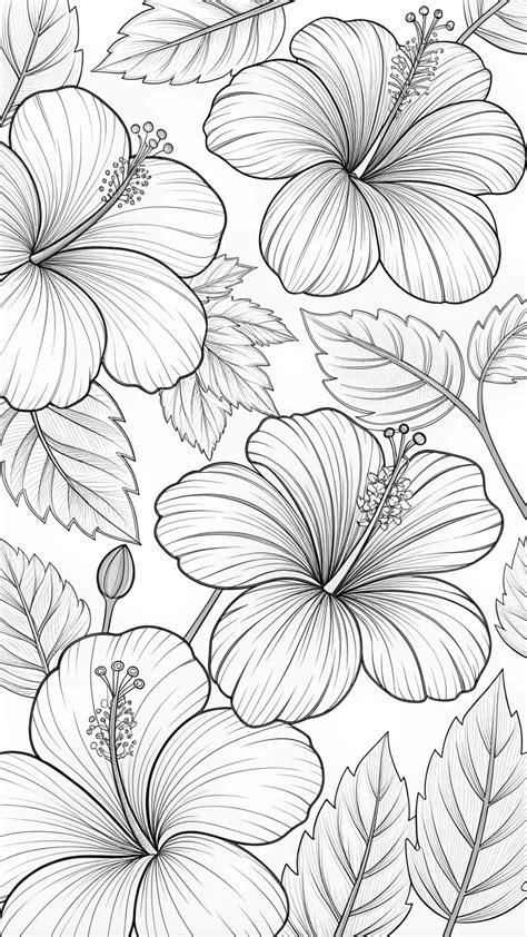 Hand Drawn Aesthetic Flower Coloring Sheets Aesthetic Flower Coloring Pages Tropical Flower