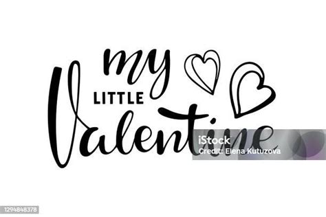 내 작은 발렌타인 텍스트 아기 발렌타인 데이 인사말 카드 템플릿 발렌타인 데이 디자인에 흰색 배경에 격리 벡터 문구 전단지 초대장 포스터 브로셔 배너 0명에 대한 스톡 벡터