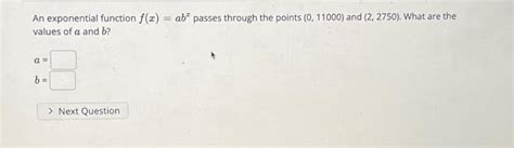 solved an exponential function f x ab passes through the