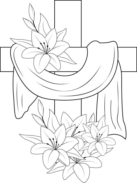 Cross With Lilies Religious Christian Symbol Of Easter Shroud Easter