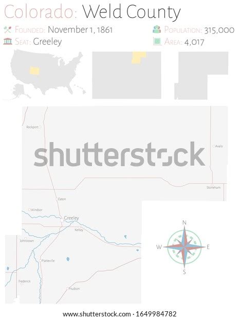 Large Detailed Map Weld County Colorado Stock Vector Royalty Free