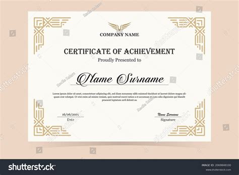 Professional Classy Certificate Design Template Stock Vector Royalty