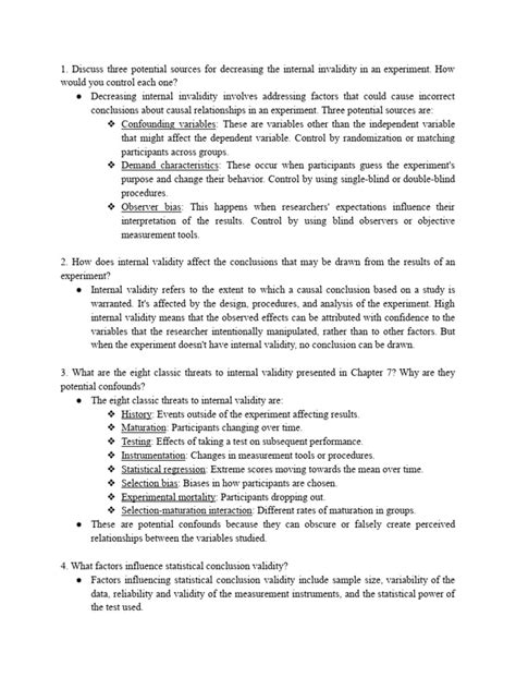 Experimental Psychology Activity 1 Pdf Validity Statistics Experiment