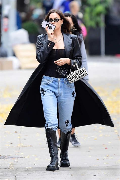 Irina Shayk In A Black Leather Trench Coat Was Seen Out In New York