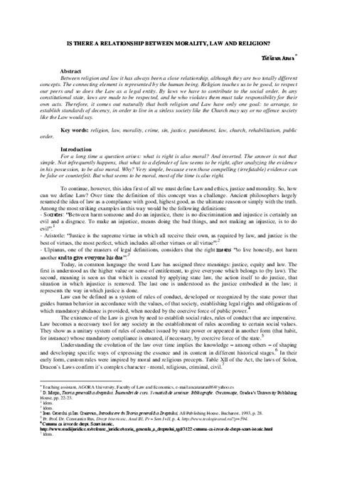 Pdf Is There A Relationship Between Morality Law And Religion