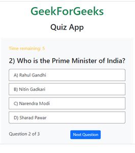 Create A Quiz App Using React Hooks And Timer Based State Management GeeksforGeeks