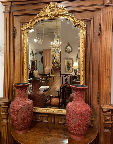 Antique French Napoleon Iii Gold Leaf Mirror With Beveling Circa 1875