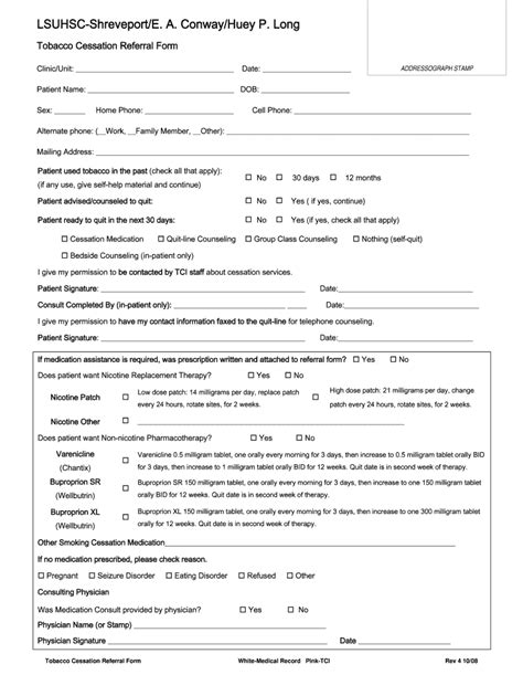 Cessation Medication Dosing Guidelines Lsuhospitals Form Fill Out And Sign Printable Pdf