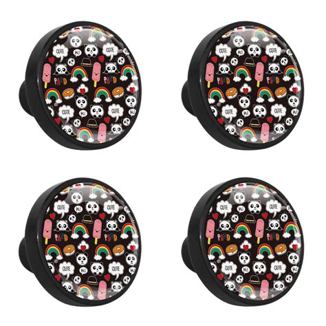 4 Pcs Panda Knobs For Kitchen Cabinet Cupboard Dresser Bookcase Drawer Pulls Handles Round Home
