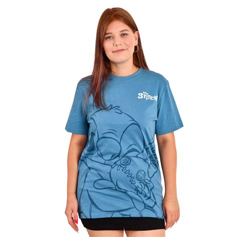 Lilo And Stitch Hugging Stitch T Shirt Blauw Elbenwald