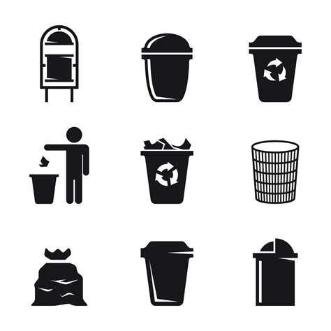 Trash Can Icons Set 17724541 Vector Art At Vecteezy